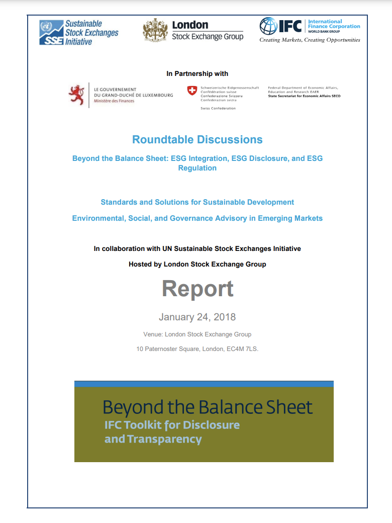 Roundtable Report: Beyond the Balance Sheet: ESG Integration, ESG Disclosure, and ESG Regulation ...